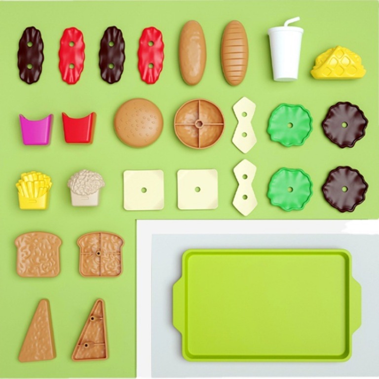 Kitchen Toys Play House Sandwich Fries Burger Set Toy Children ...