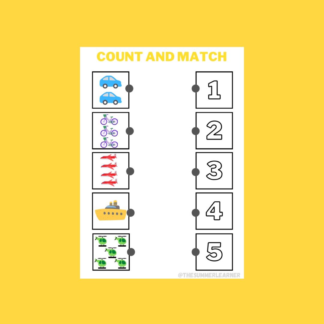 Matching vehicles 1 to 5 Numeracy for kids, Hobbies & Toys, Toys ...