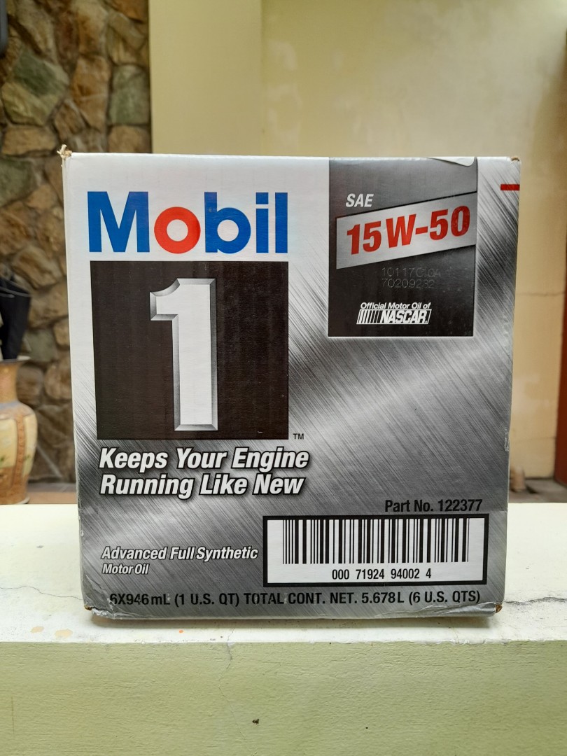 Mobil 1 (15W-50) Advanced Fully Synthetic Motor Oil 6 US Quarts, Car ...