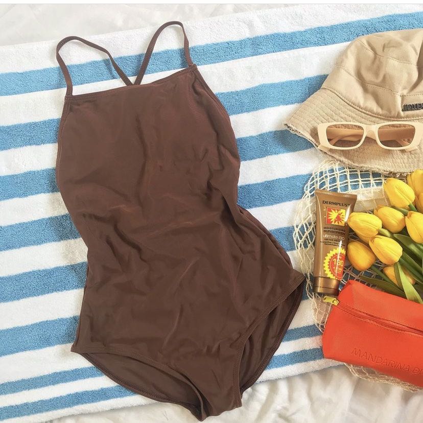 One piece brown swimsuit bikini, Women's Fashion, Swimwear, Bikinis ...