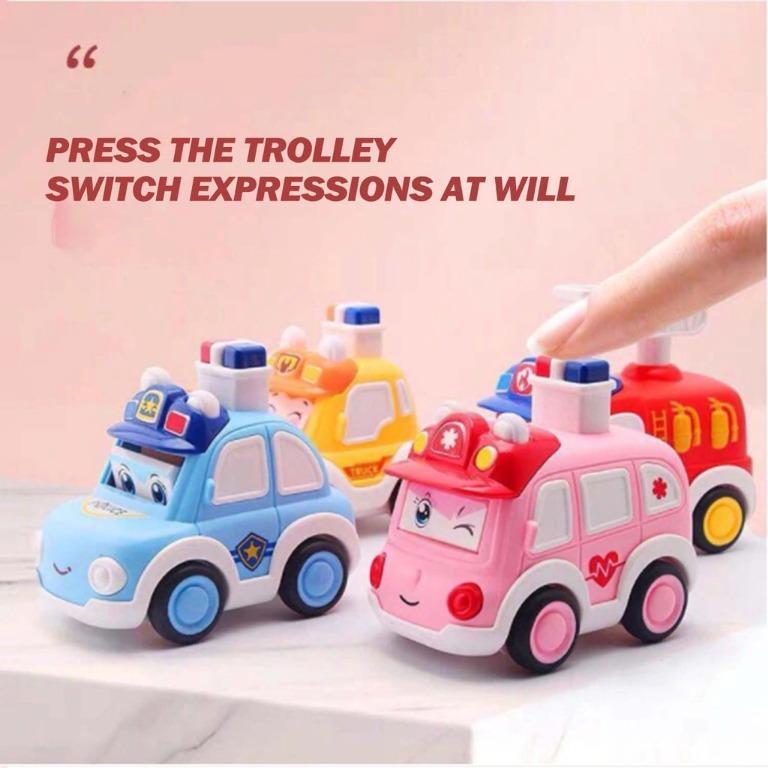 Press Inertia Face Changing Kids Toy Car Cartoon Puzzle Children Pull ...