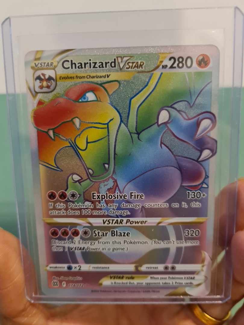 Rainbow Charizard Vstar, Hobbies & Toys, Toys & Games on Carousell