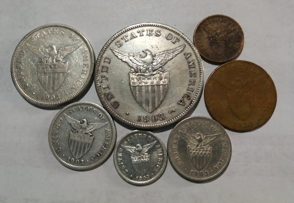 Rare Set of 7Pcs 1903 USPI Coin Collection "1 Piso thru Half Centavo ...