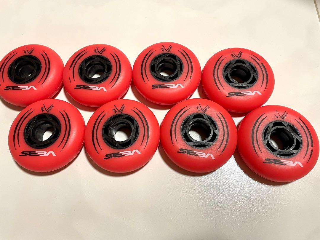 Red Inline Wheels 80mm 90A, Sports Equipment, Sports & Games, Skates ...