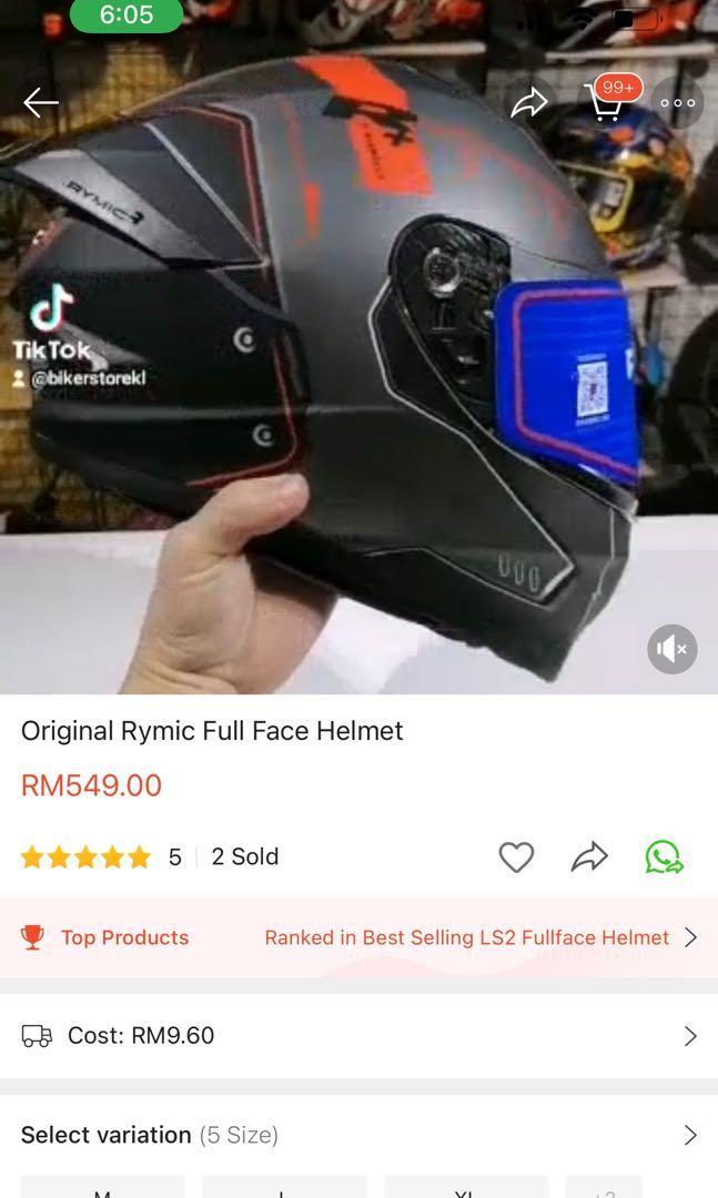 Rymic Full Face Helmet With Spoiler [Original], Auto Accessories on Carousell