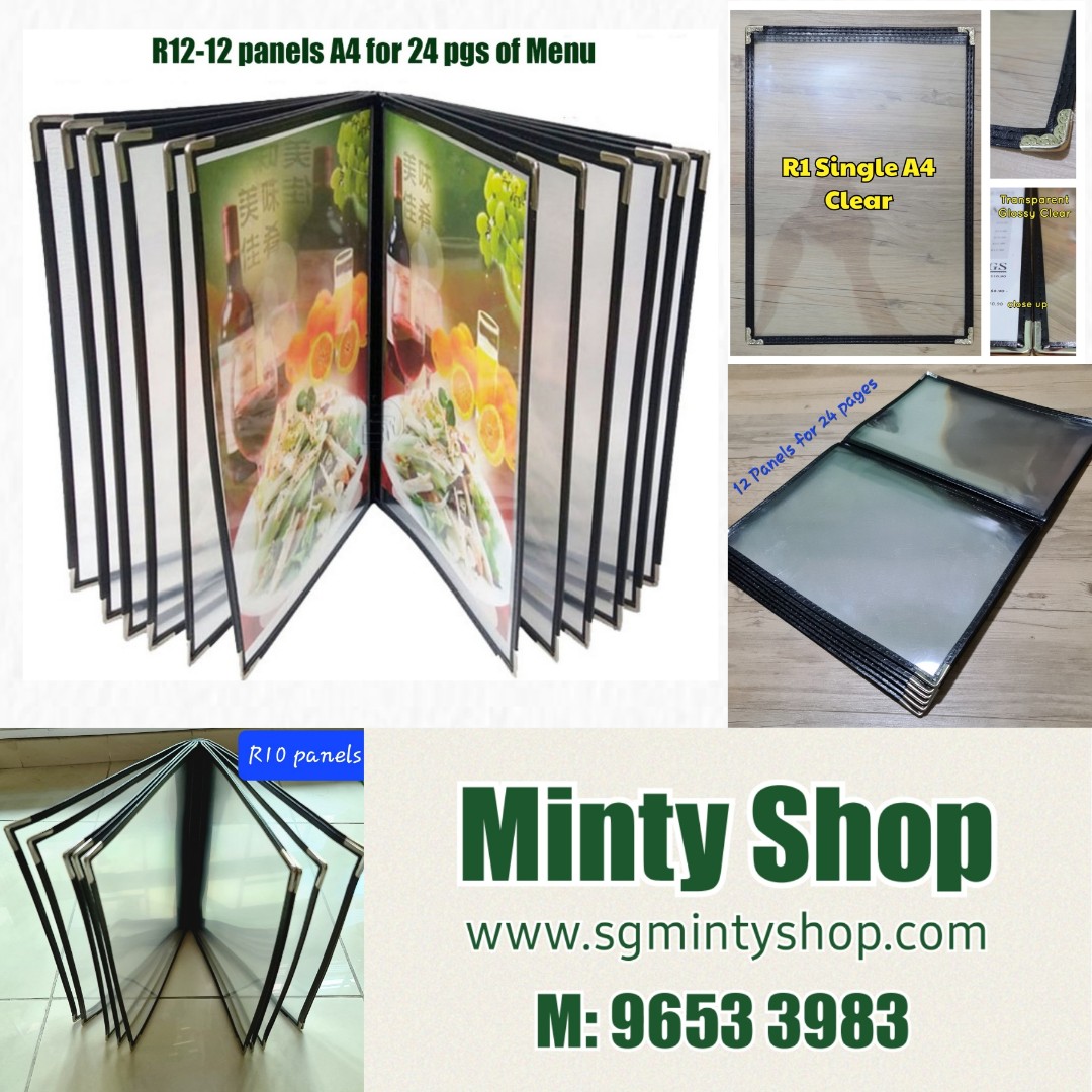 A4 Menu Covers**12 Panels for 24 pages A4 Clear Menu Cover**Singapore ...