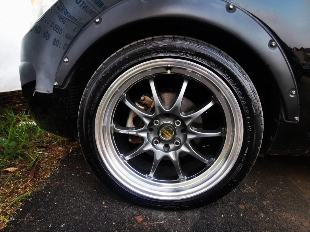 Velg volks rays ce28 R17 lebar belang depan 7,5 belakang 9 ban Accelera ...