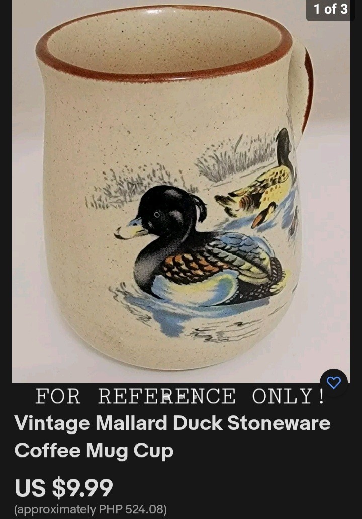 Vintage Mallard Duck StoneWare and Ceramic Couple Coffee Cup Mug-SunCup ...