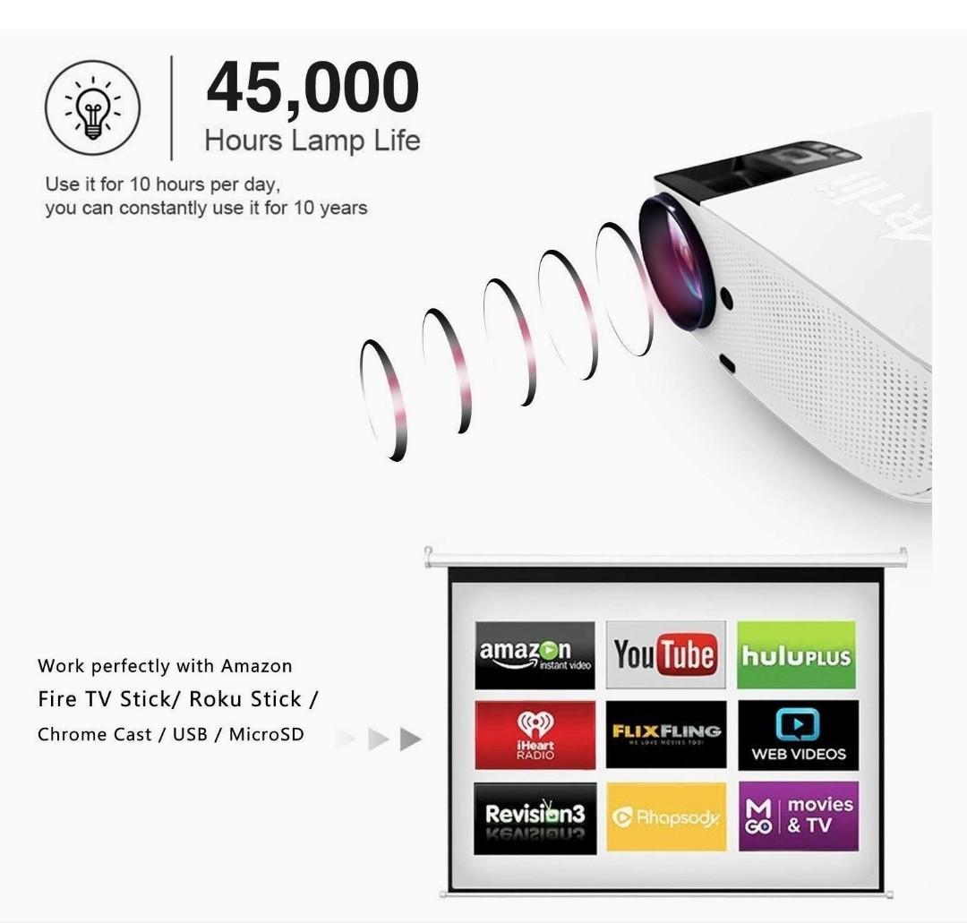 ARTlii HD Projector 1080P Support Home Theater Projector with 2 HiFi ...