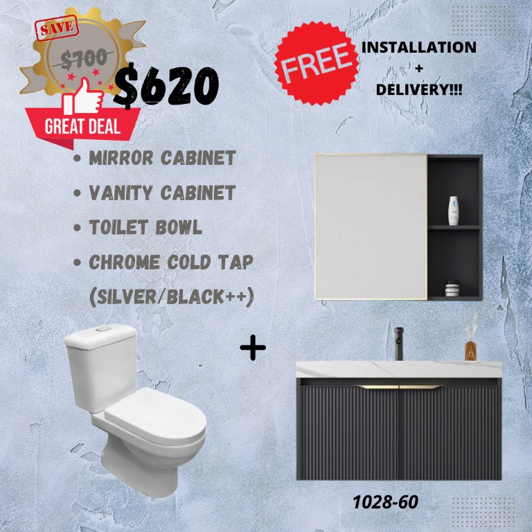 BASIN CABINET + BARON V800 TOILET BOWL PACKAGE | FOC DELIVERY ...