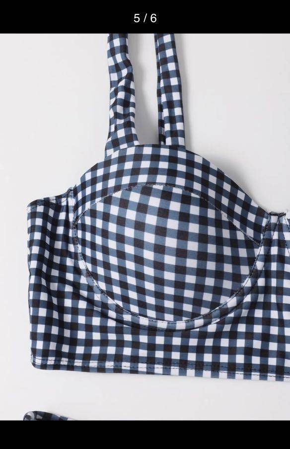 Bikini Set (Blue Checkered), Women's Fashion, Swimwear, Bikinis ...