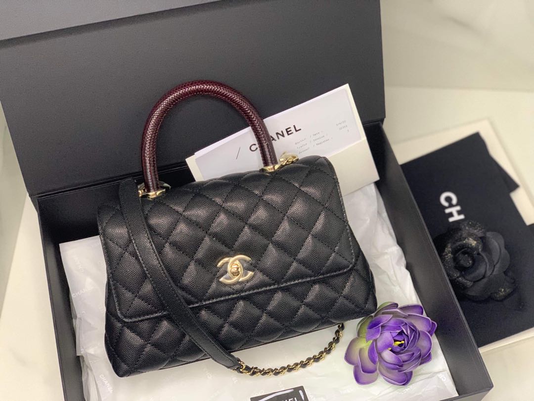 Coco lizard handle small black ghw, Luxury, Bags & Wallets on Carousell