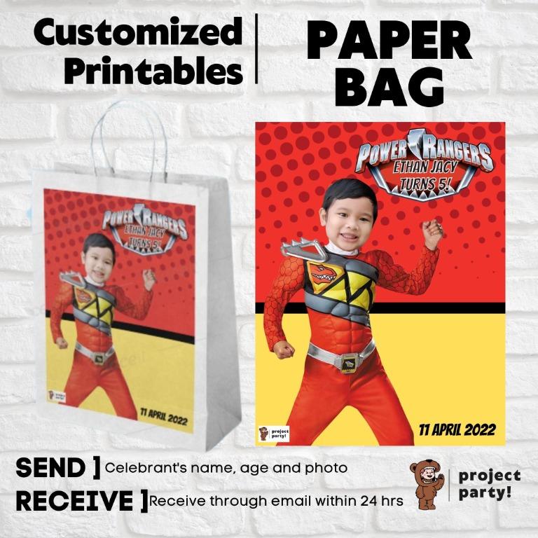 Customized Power Ranger Paper Bag PRINTABLE STICK-ON, Hobbies & Toys ...