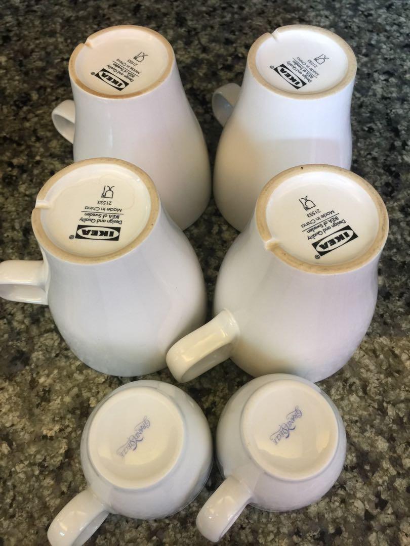 Ikea green line cups & plain white/ mini tea cups, Furniture & Home ...