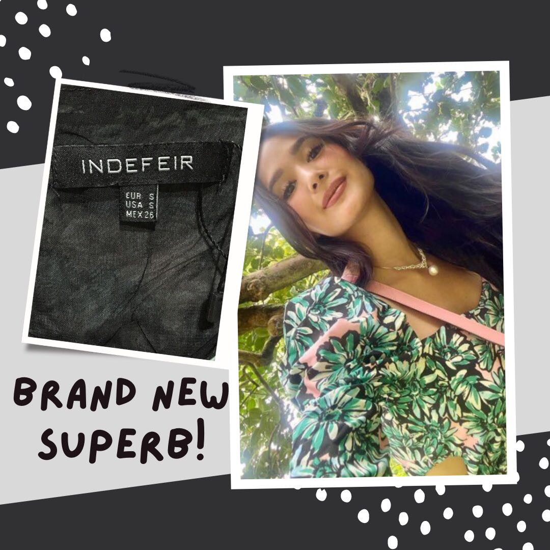 INDEFEIR PUFF SLEEVES GREEN FLORAL MAXI DRESS, Women's Fashion, Dresses ...