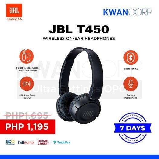 JBL T450 WIRELESS ON-EAR HEADPHONES JBL Pure Bass, Audio, Headphones ...