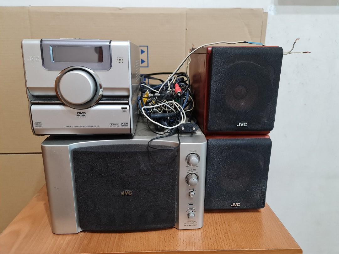 JVC EX-D5 DVD w Wood cone Speakers & SP-PW3000 Subwoofer System, Audio ...