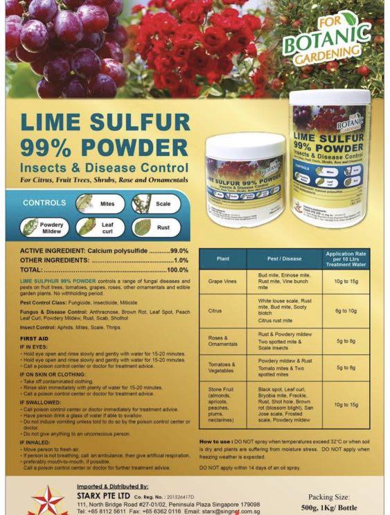 Lime sulfur 99% powder 1kg, Furniture & Home Living, Gardening, Garden ...