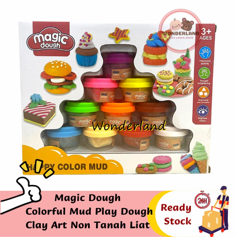 Magic Dough Colorful Mud Play Dough Clay Art Non Tanah Liat 10 in 1 ...