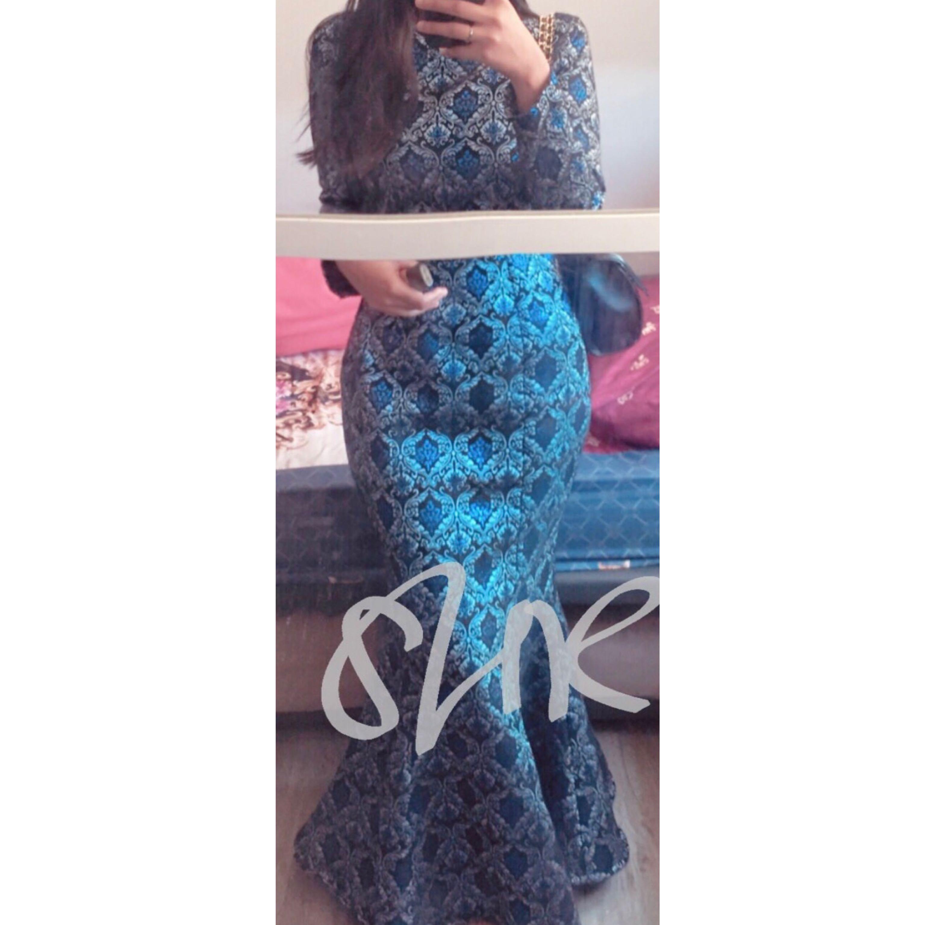 Mermaid Jacquered Raya Dress, Women's Fashion, Muslimah Fashion, Baju ...