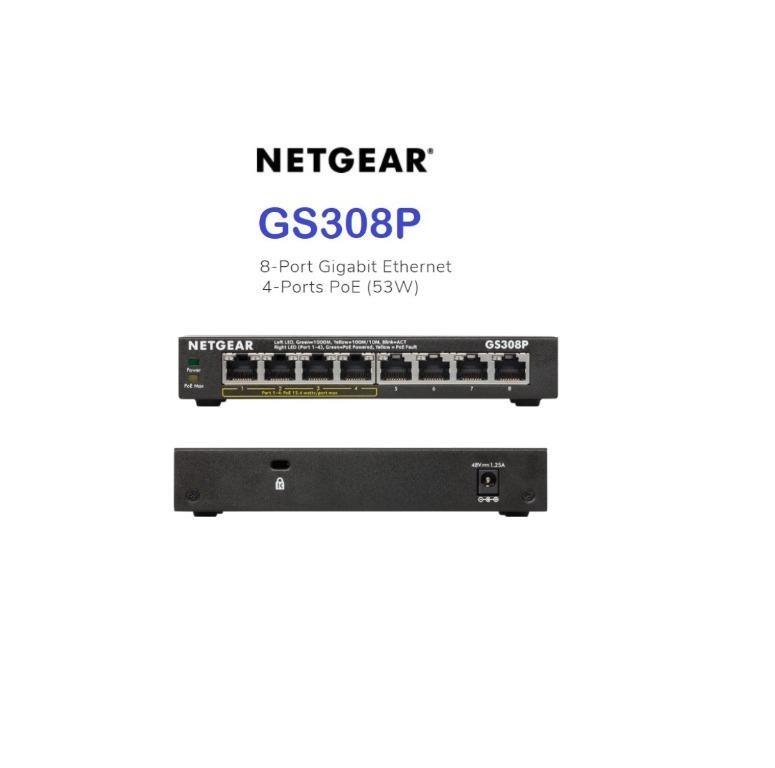 NETGEAR GS308P SOHO 8-port Gigabit Ethernet PoE Switch, Computers ...