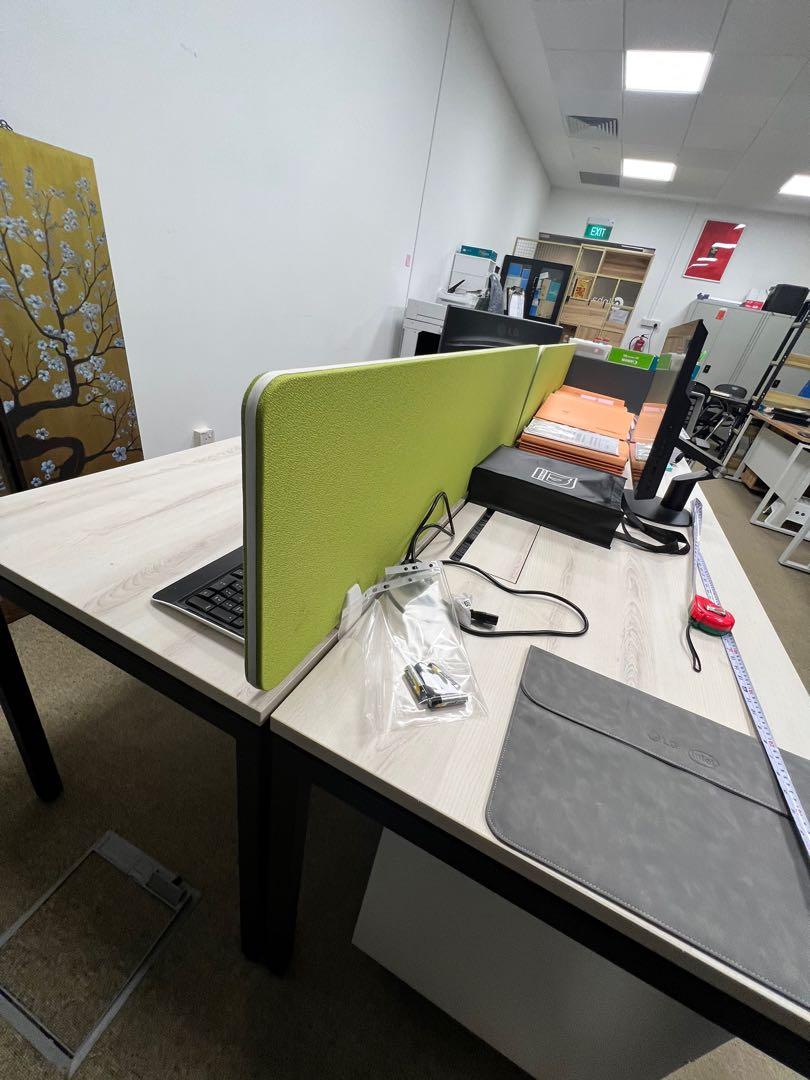 Office tables (4 tables + partition), Furniture & Home Living ...