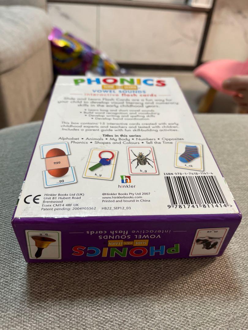 Phonics Slide and Learn Vowels Sound Flash Cards, 興趣及遊戲, 書本 & 文具, 小朋友書 ...