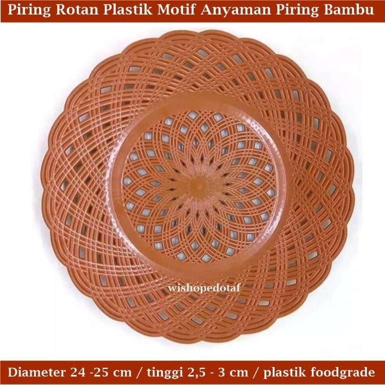 Piring Rotan Plastik Motif Anyaman Piring Bambu, Kitchen & Appliances ...