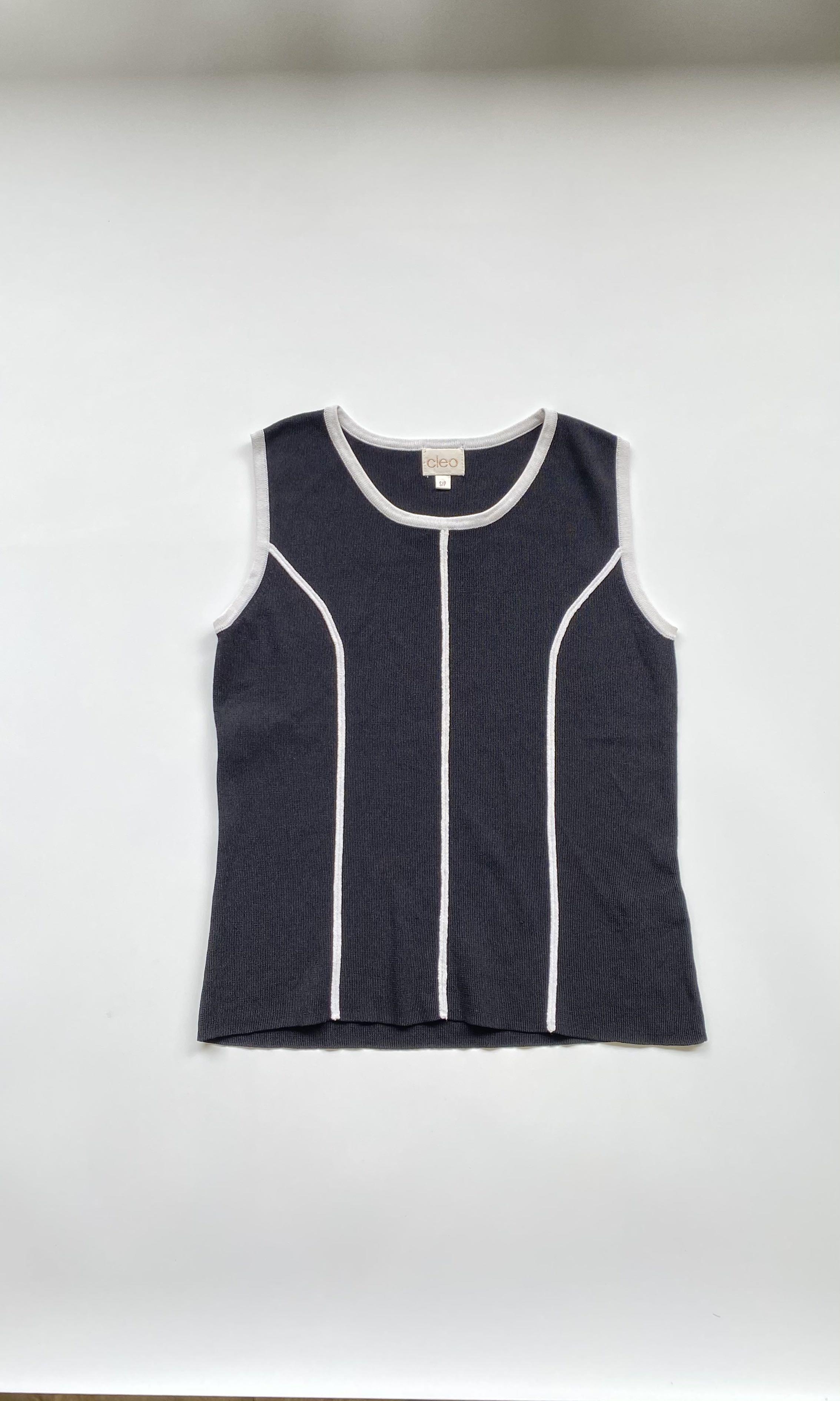 Preppy Black and White Knit Top, Women's Fashion, Tops, Sleeveless on ...