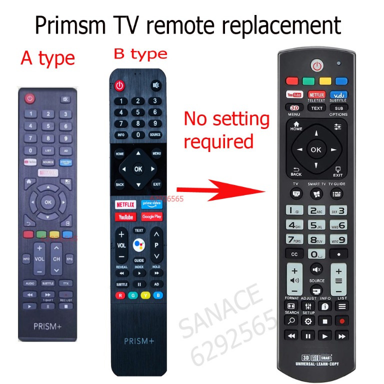 Prism TV remote controller-replacement-No need setting--No microphone ...