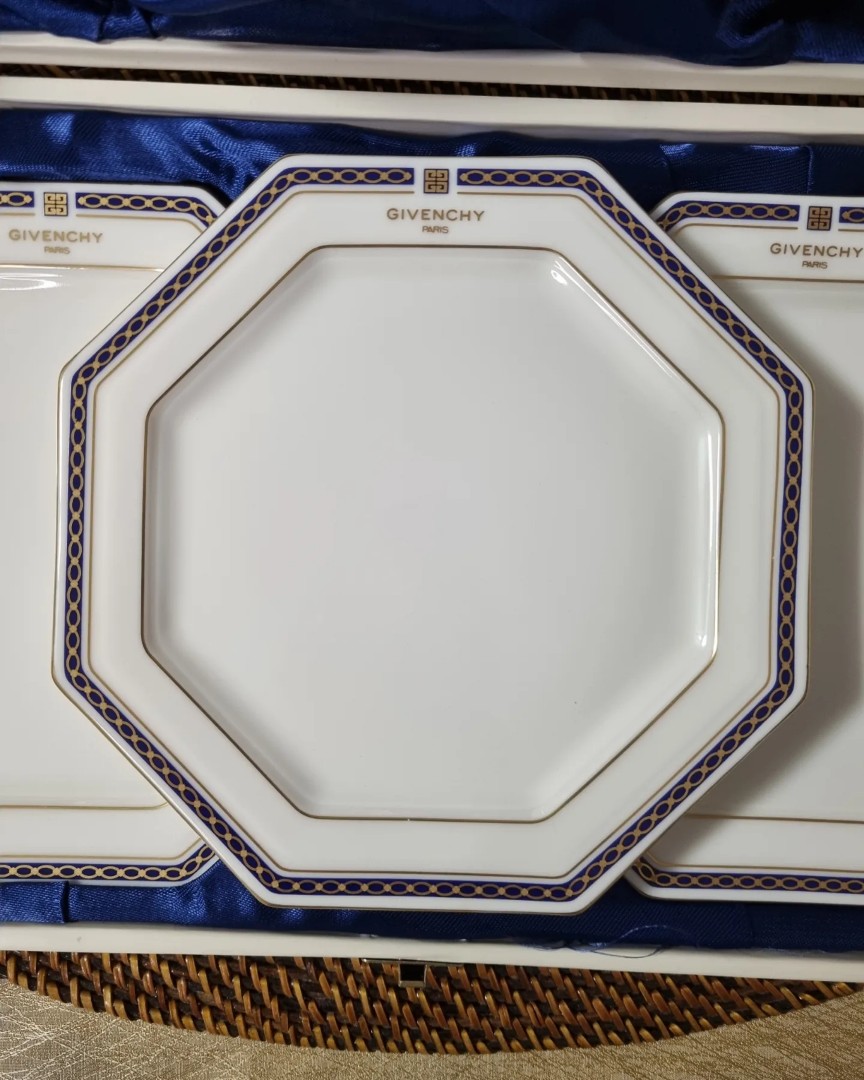 Rare Givenchy Octagon Chain Medium Size Cake Plates Set 5Pcs, Furniture ...