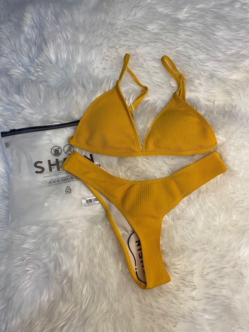 shein yellow bikini two piece, Women's Fashion, Swimwear, Bikinis ...