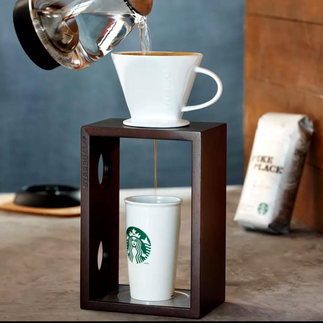 Starbucks Pour over mug with wooden rack, Furniture & Home Living ...