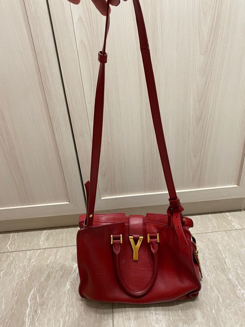 YSL small Cabas Y-ligne GHW red, Luxury, Bags & Wallets on Carousell