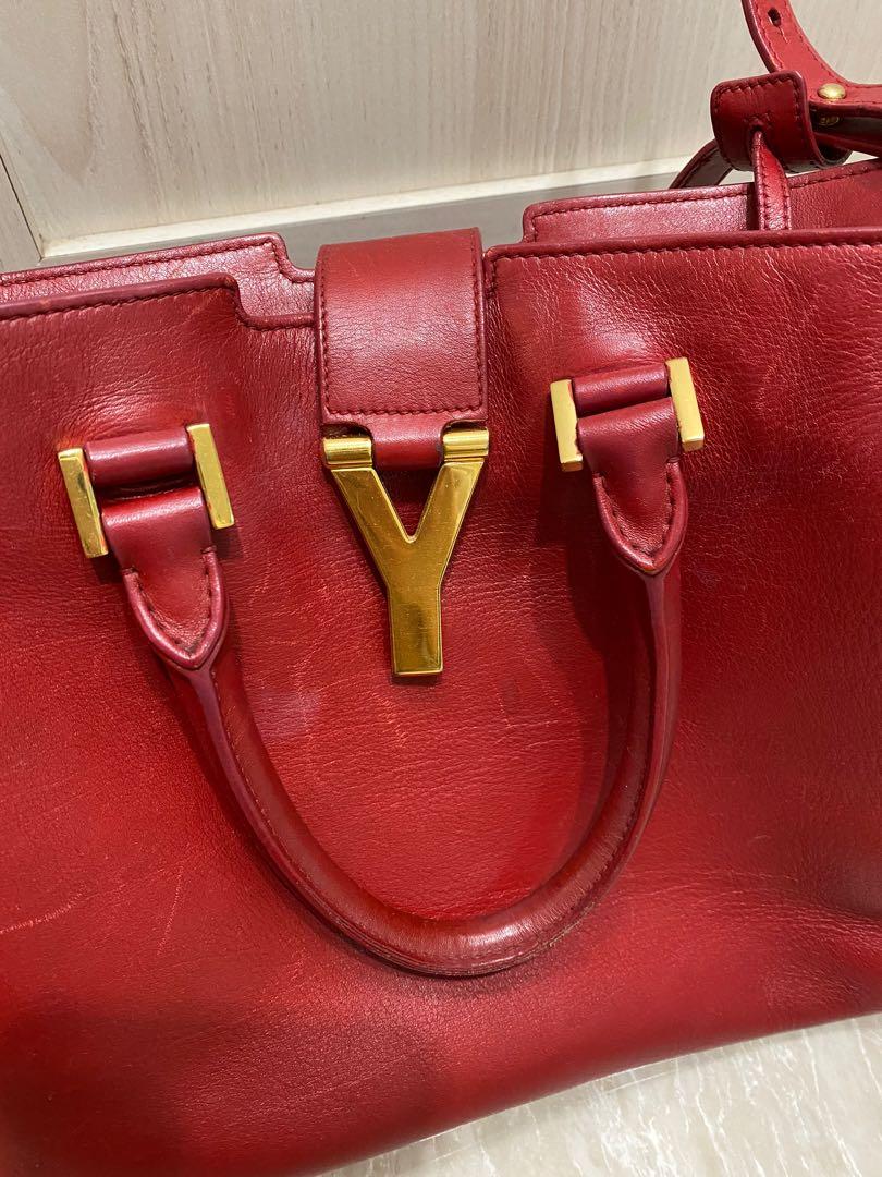 YSL small Cabas Y-ligne GHW red, Luxury, Bags & Wallets on Carousell