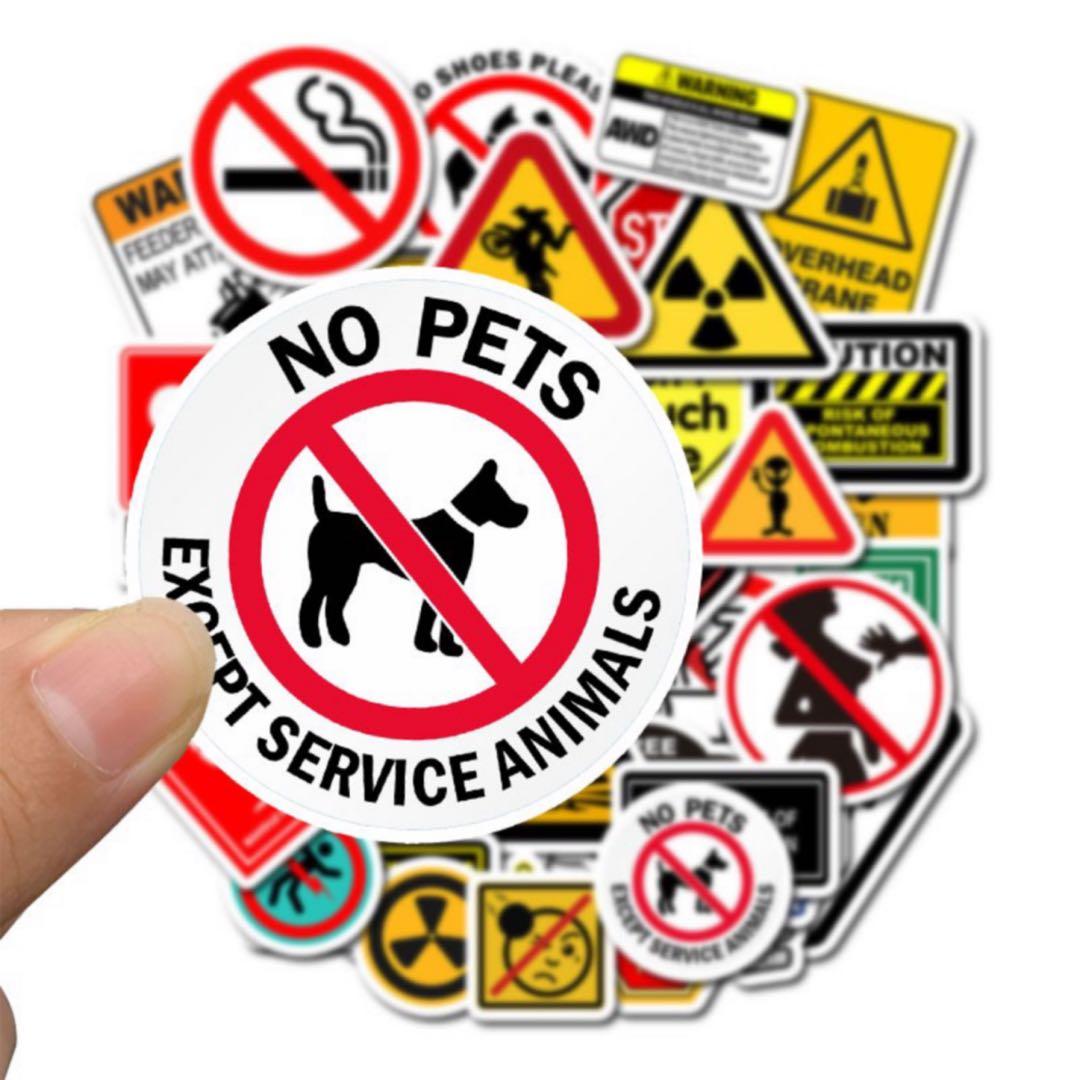 50pcs Cartoon Warning Sign Stickers, Hobbies & Toys, Stationery & Craft ...