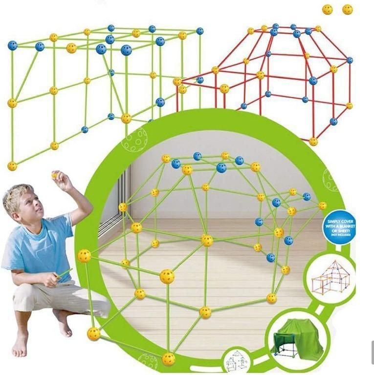 87 Piece Build Your Own Den Kit Childrens Play Construction Fort Tent ...