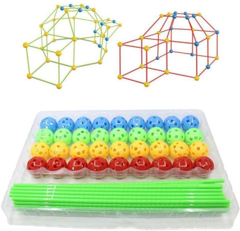 87 Piece Build Your Own Den Kit Childrens Play Construction Fort Tent ...