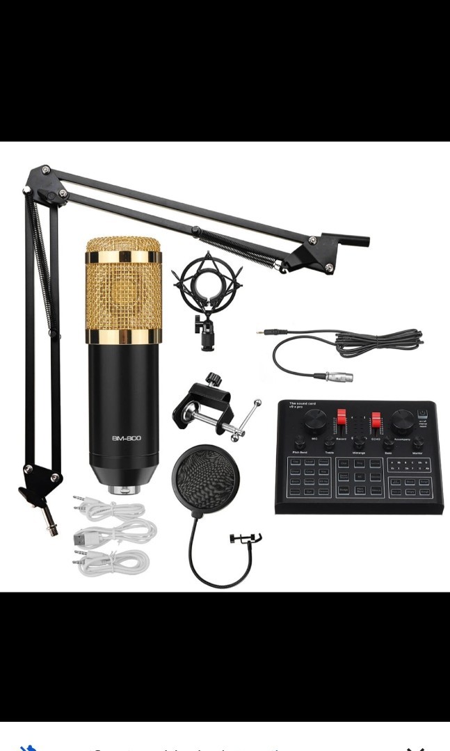 Bm 800 Condenser Microphone Set with V9 Sound Card, Audio, Microphones ...