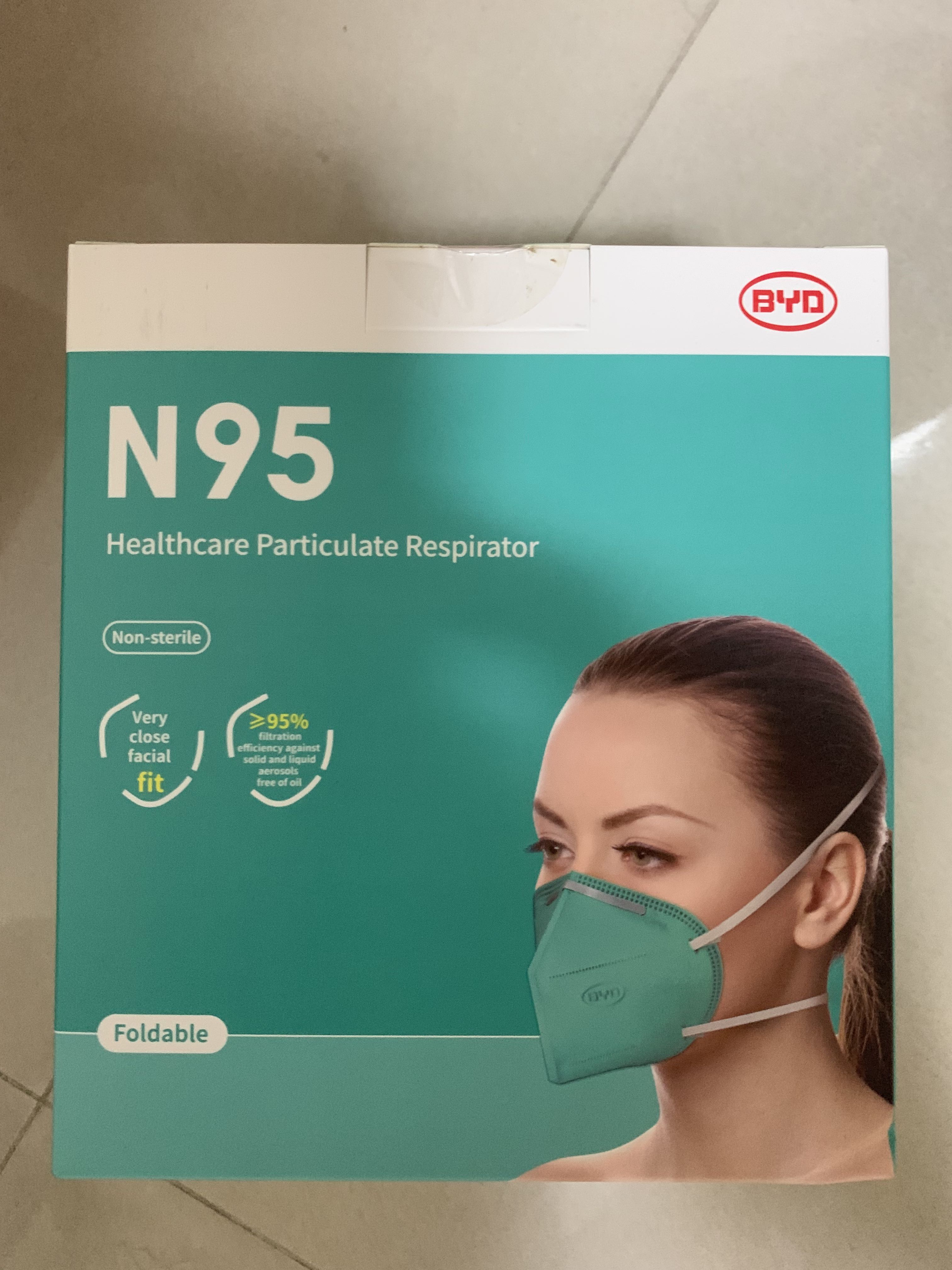 BYD N95 mask, Health & Nutrition, Face Masks & Face Shields on Carousell