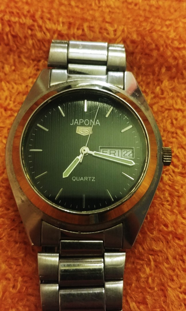 JAPONA day/week s/steel qz watch, 男裝, 手錶及配件, 手錶 - Carousell