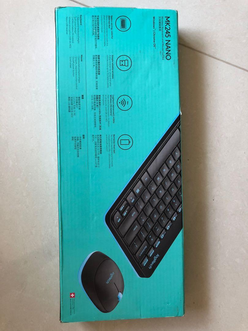 Logitech MK245 Nano Wireless Keyboard and Mouse Set in Black, Computers ...