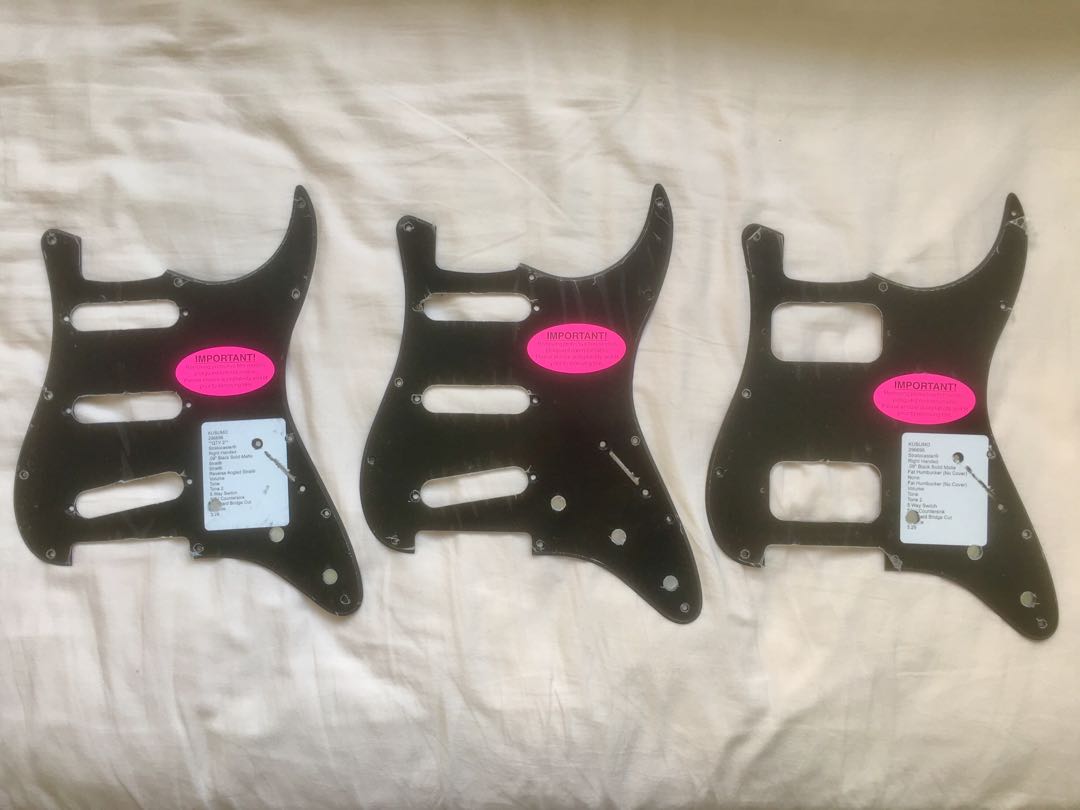 Matte Black Strat pickguards 2x Slanted Strat bridge pickups & double ...