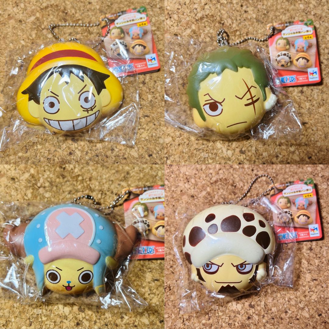 MegaHouse One Piece Fuka Fuka Squeeze Bread (Luffy, Zoro, Chopper, Law ...