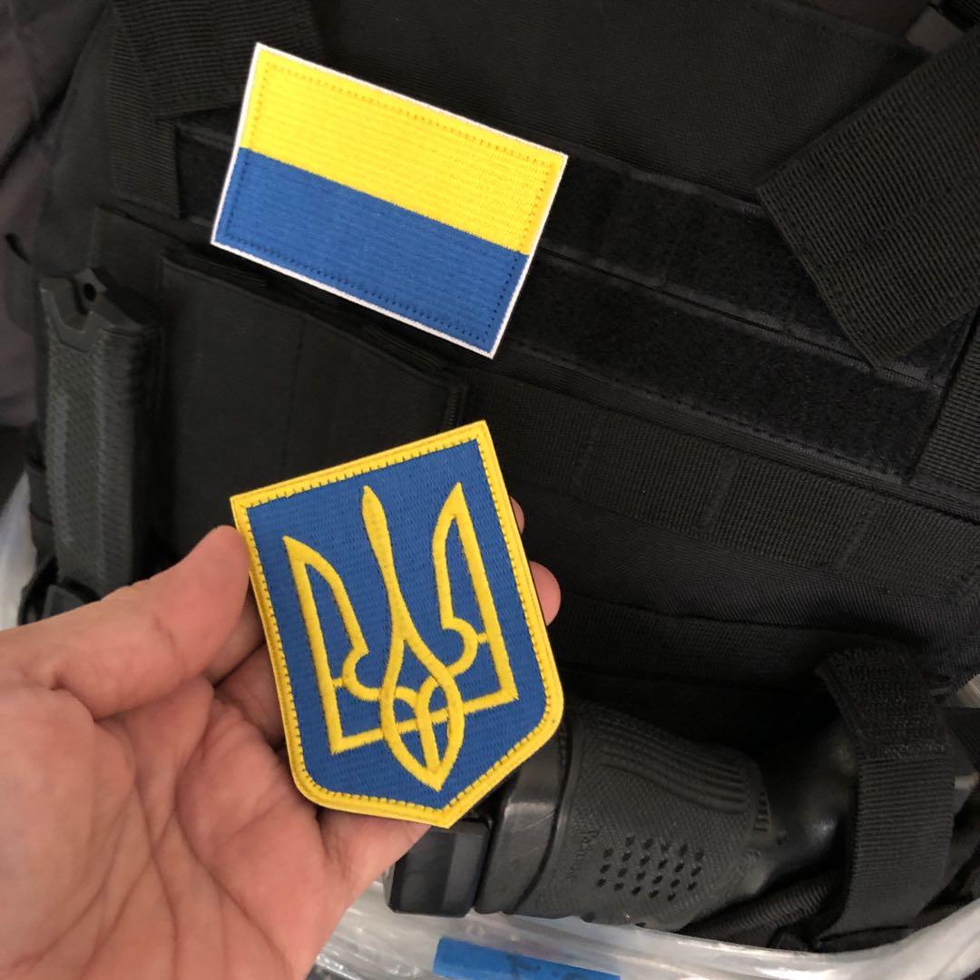 New Imported 2 pcs Velcro Attached Ukraine Flag And Tryzub Ukrainian ...