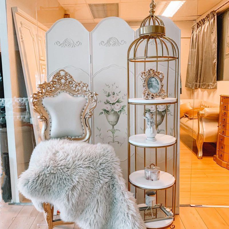 NEW STOCK Upgraded Moroccan Gold White Round Table Bookcase Bookshelf ...