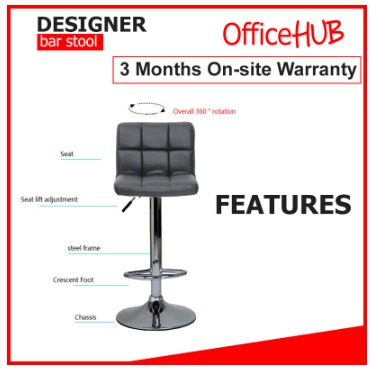 OFFICEHUB ISORA High Back Bar Stool | Chairs ★ SGS Hydraulic Pump ...