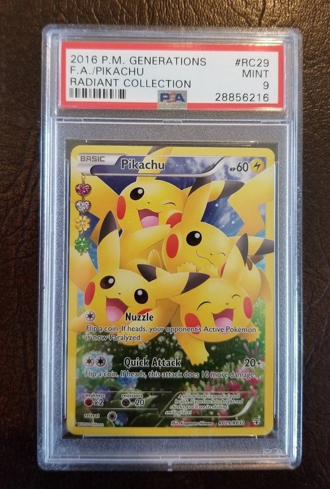 PSA 9 PIKACHU RADIANT COLLECTION RC29 FULL ART GENERATIONS POKEMON TCG ...