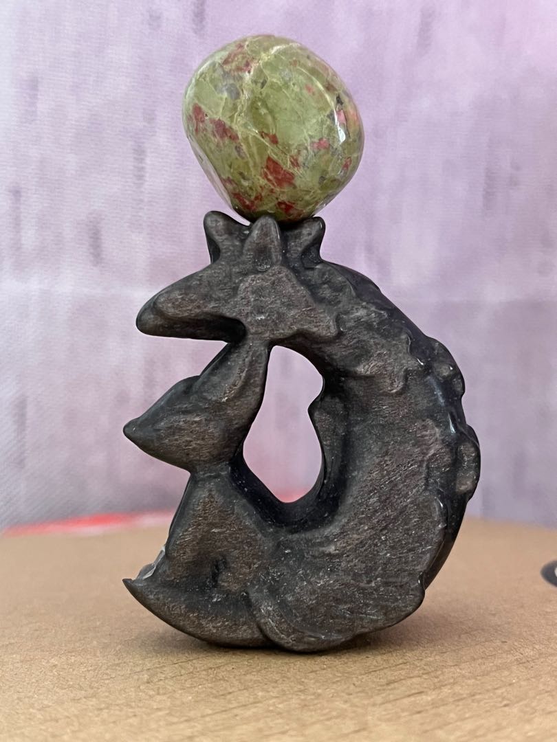 Silver Sheen Obsidian Nine Tail Fox Crystal, Hobbies & Toys ...