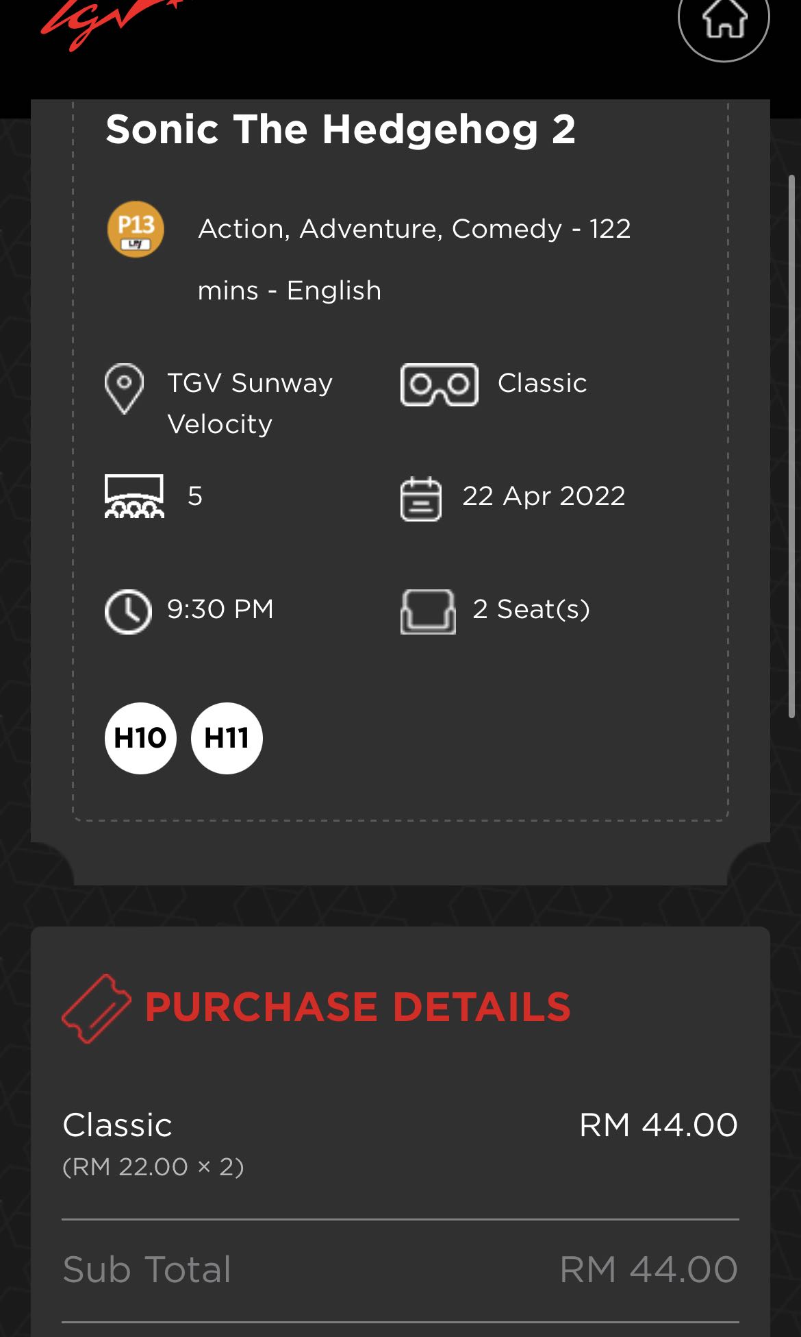 [Free] Sonic the hedgehog movie TGV ticket, Tickets & Vouchers, Event ...